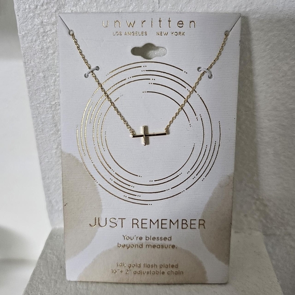 Unwritten | Jewelry | Nwt 4k Gold Flash Plated Dainty Cross Necklace ...